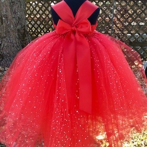 Red Princess Tutu Dress for Girls - Sparkle Dot Tulle - Floral Bodice ...
