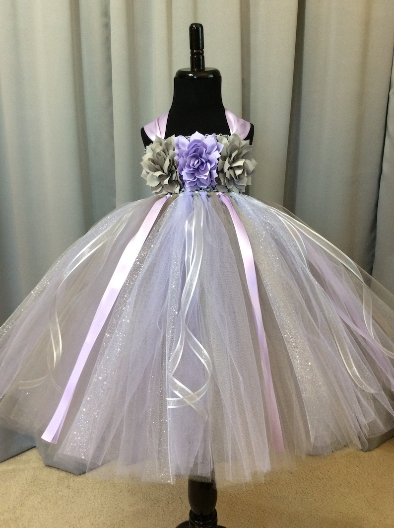 Silver and Lavender Floral Princess Tutu Dress for Girls - Etsy