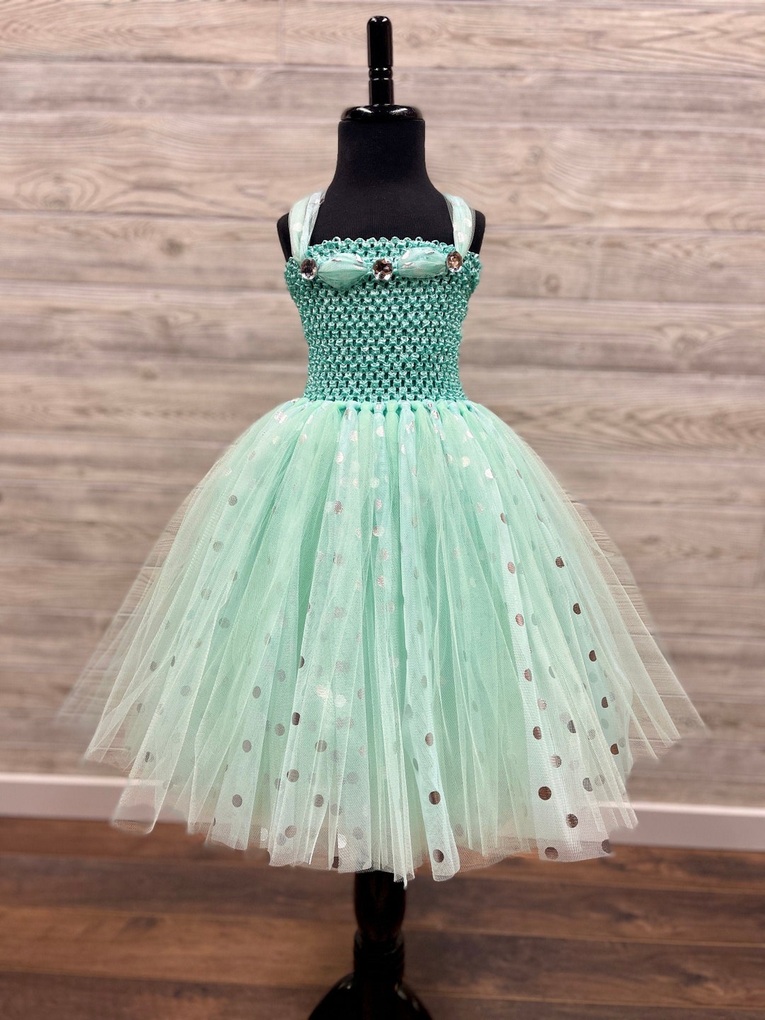 Mint Green With Silver Polka Dot Princess Tutu Dress for Girls ...