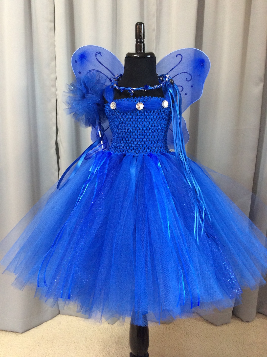 Royal Blue Fairy Princess Costume; Princess Tutu Dress With Crown, Wand ...