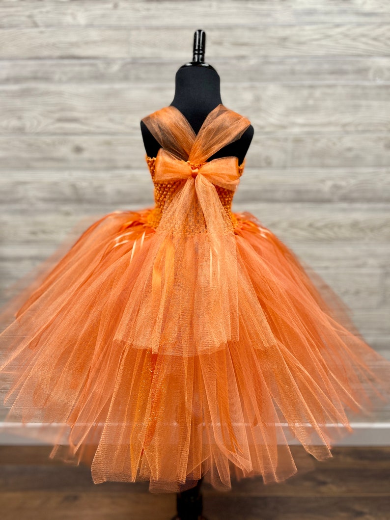 Orange Fairy Princess Birthday Costume W/crown Wand Fairy Wings - Full ...