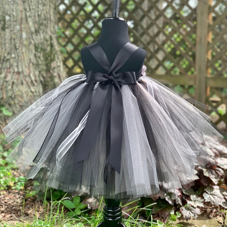 Black & silver flower princess dress tutu dress baby tutu | Etsy