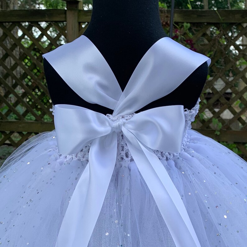 White Princess Tutu Dress for Girls Sparkle Dot Tulle - Etsy