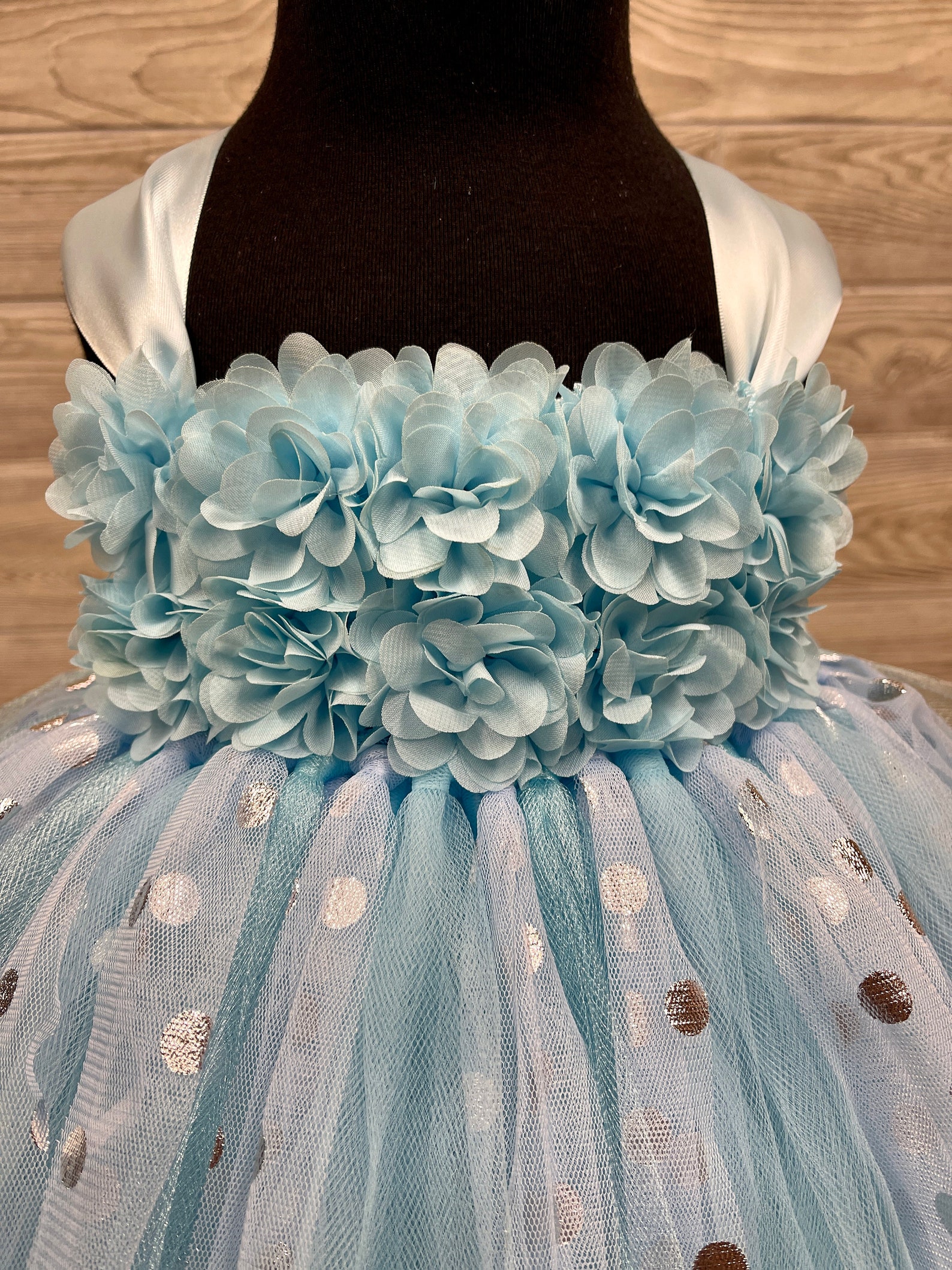 Light Blue With Silver Polka Dot Princess Tutu Dress for Girls - Floral ...