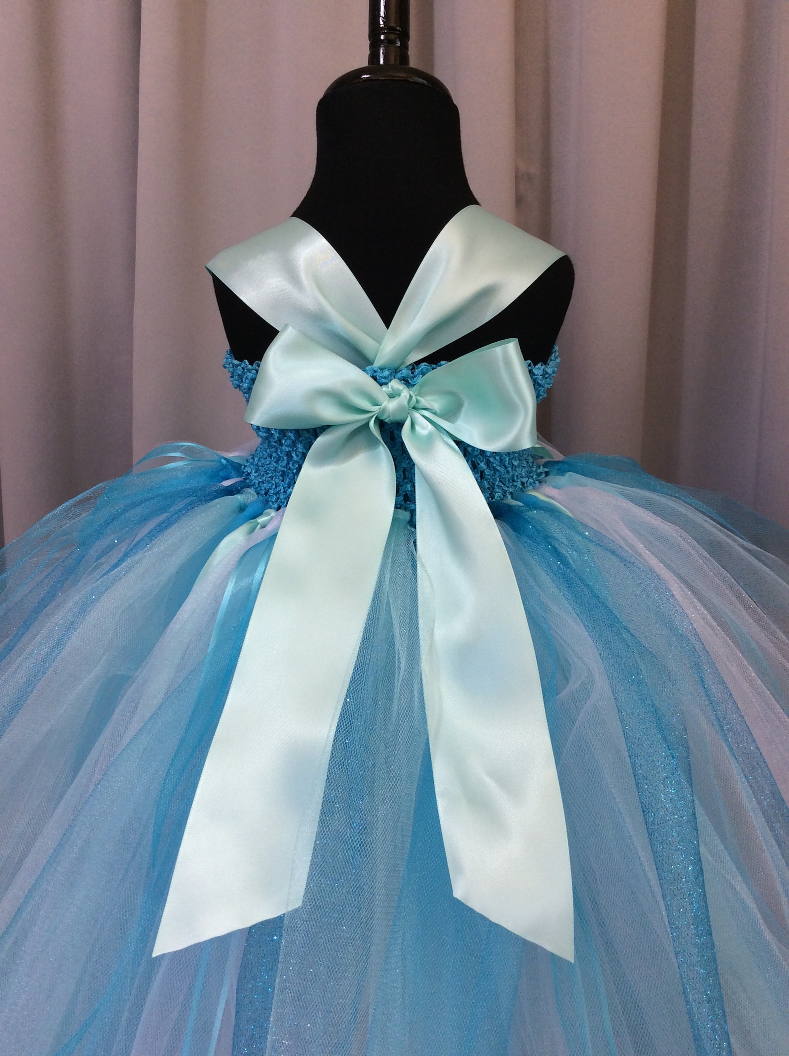 Turquoise Aqua and White Flower Girl Dress Floral Bodice - Etsy