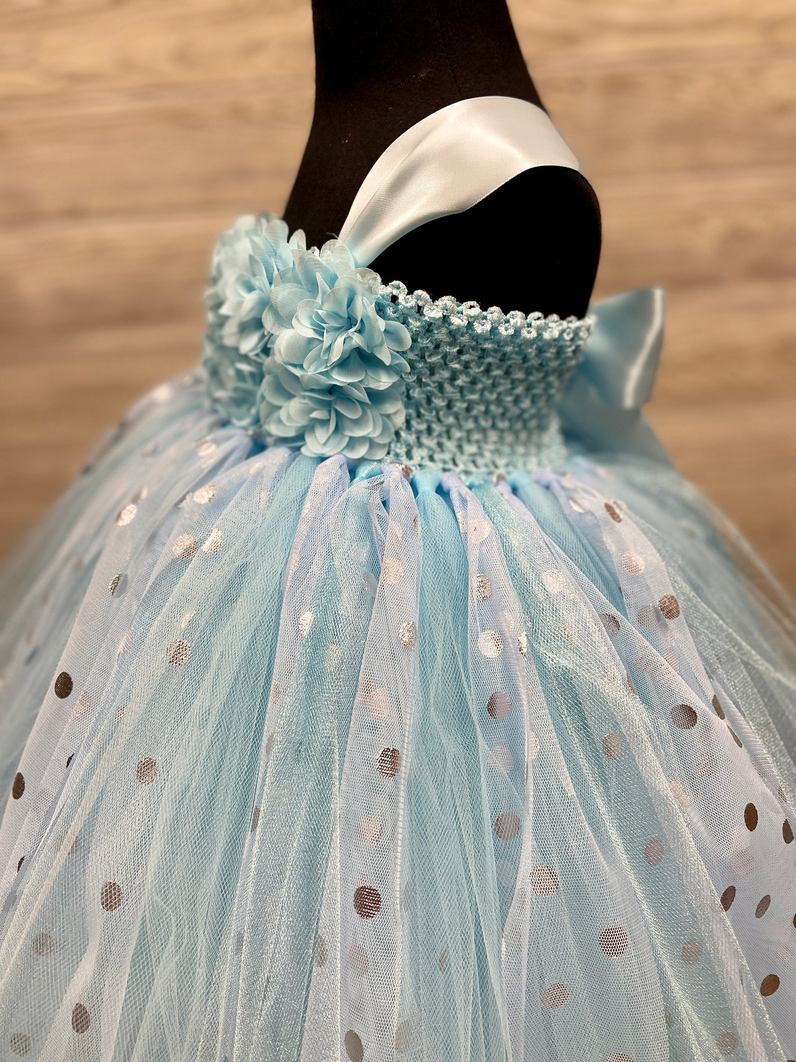 Light Blue With Silver Polka Dot Princess Tutu Dress for Girls - Floral ...
