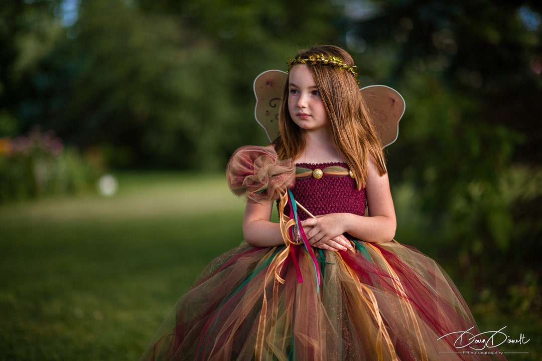 Woodland Fairy Princess Costume Tutu Dress Up Set Autumn Fairy