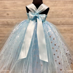 Light Blue With Silver Polka Dot Princess Tutu Dress for Girls - Floral ...