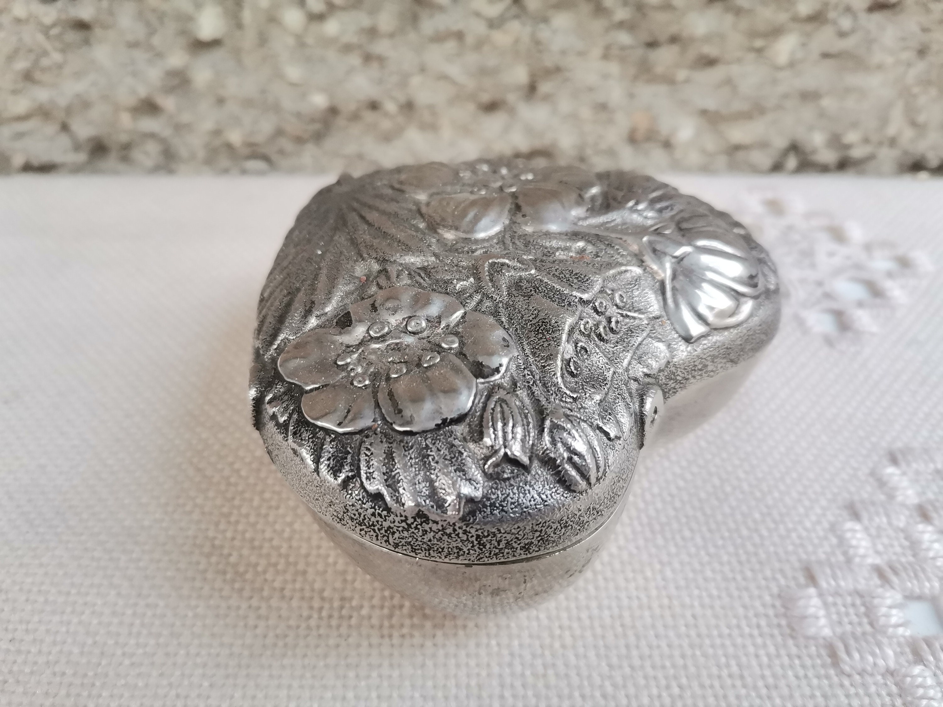 Vintage Heart Jewelry Box Silver Plated Metal Heart Box - Etsy