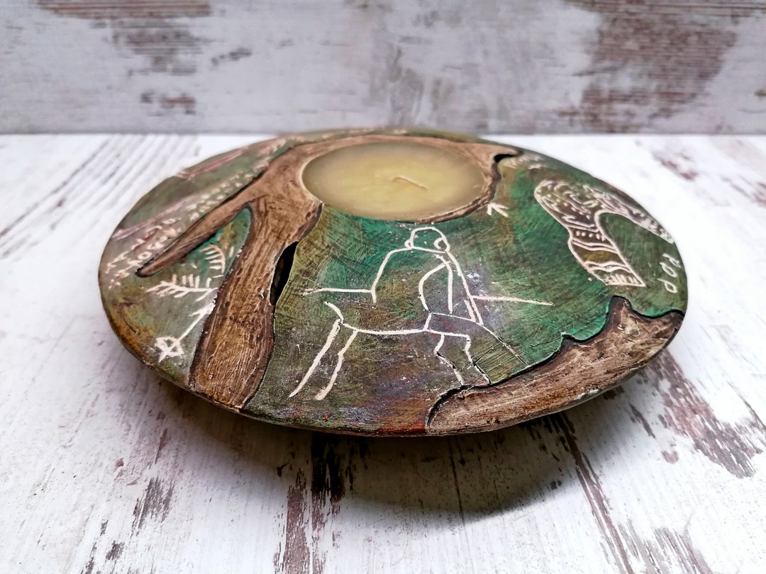 Handmade Ceramic Tealight Holder, Hand Engraved Tea Candle Holder ...