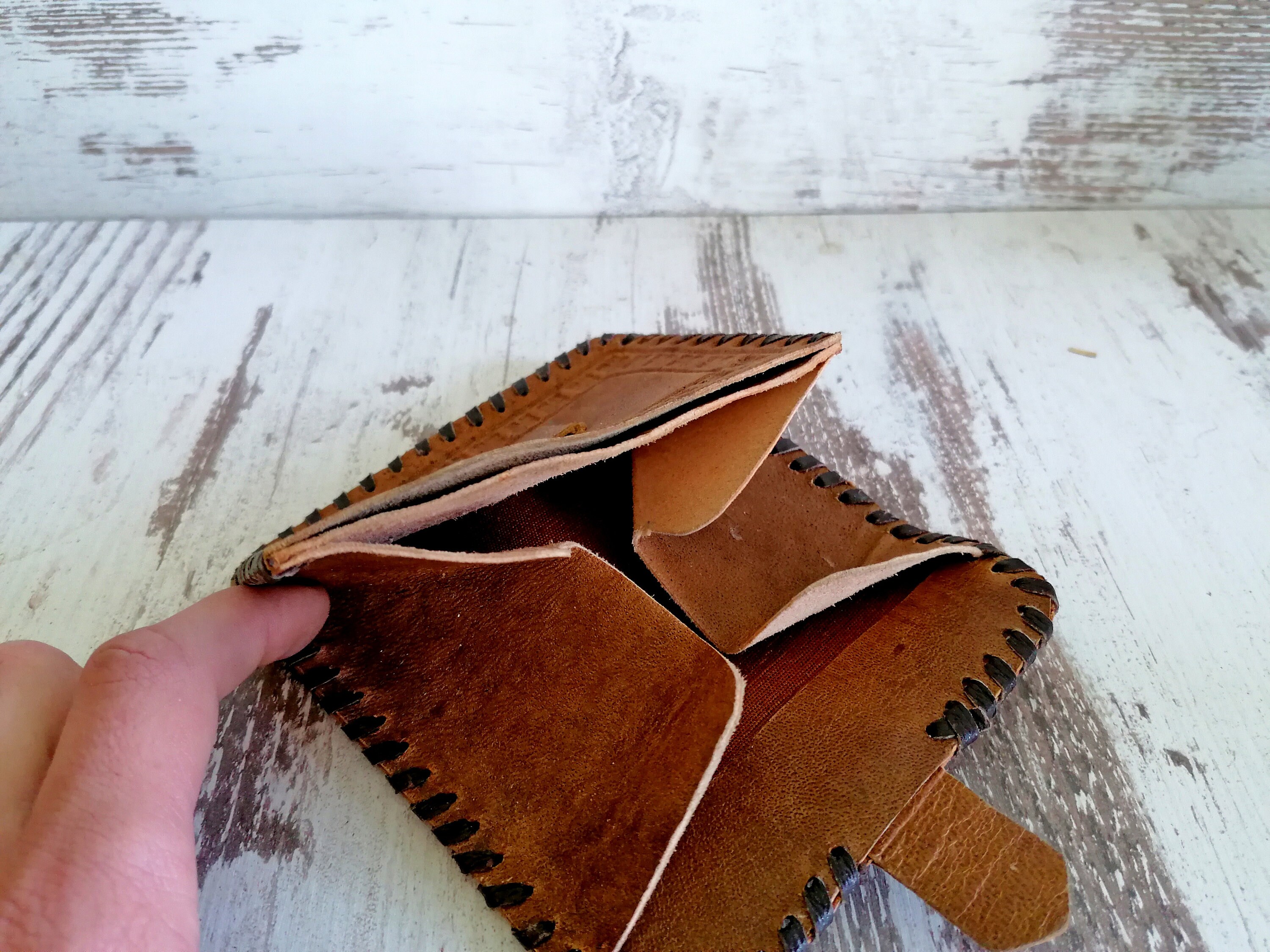 Vintage Handmade Wallet Genuine Distressed Leather Billfold - Etsy