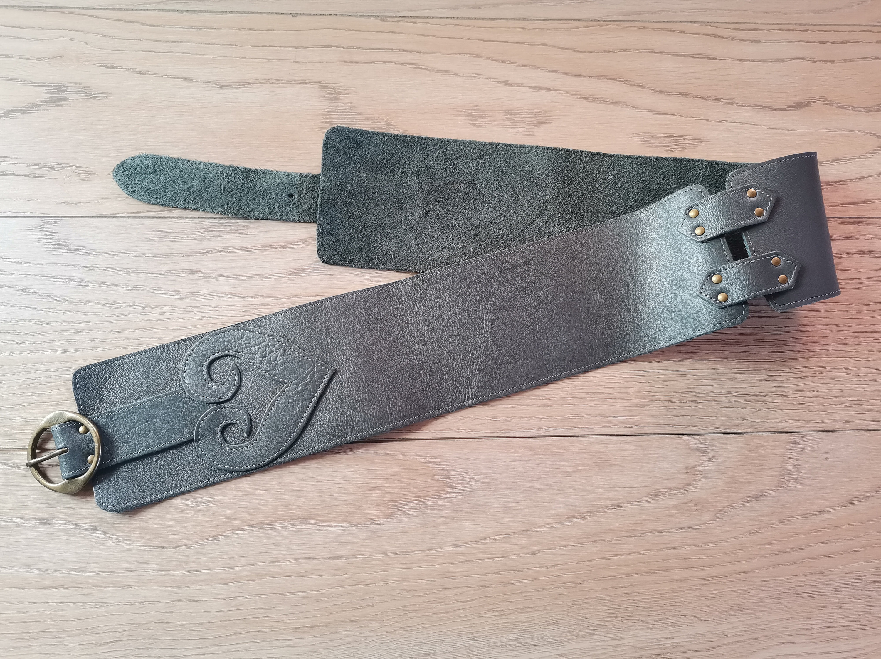 Retro Women's Dress Waist Belt, Genuine Gray Leather, 3.9 Inches Wide ...