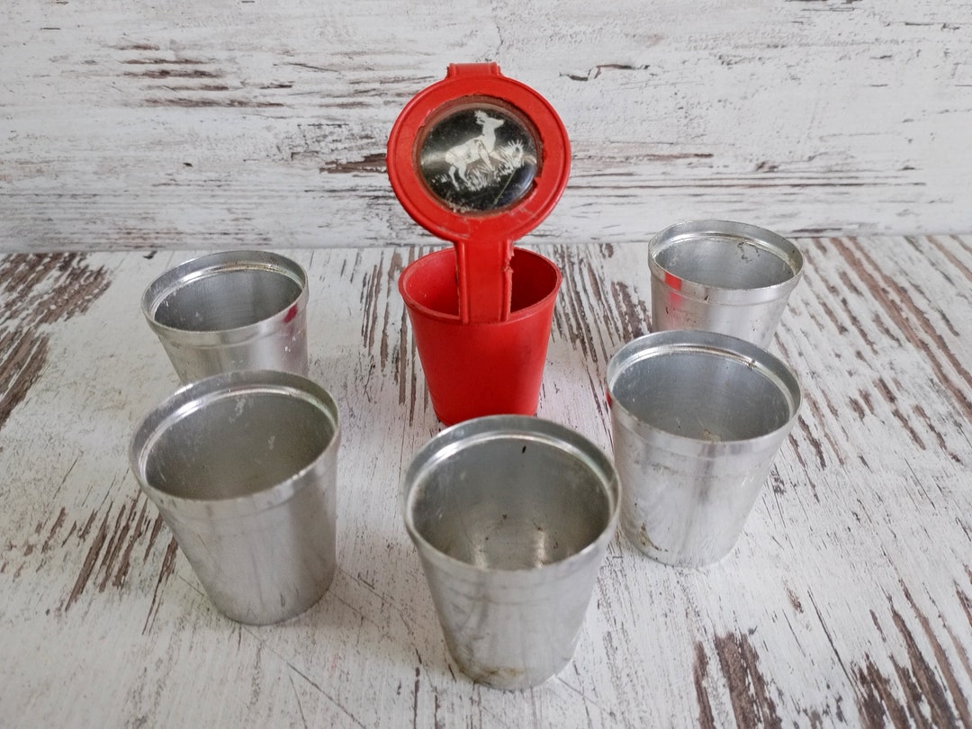 Vintage Traveling Shots Set Hiking Aluminum Shots With Red - Etsy
