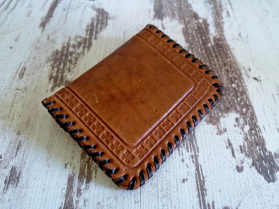 Vintage Handmade Wallet Genuine Distressed Leather Billfold - Etsy