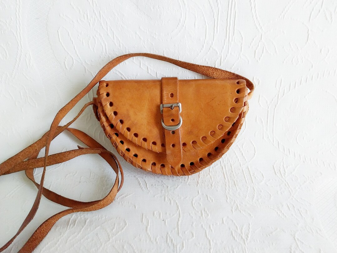 1970s Leather Neck Pouch, Genuine Leather Amulet Purse, Hippie Neck ...