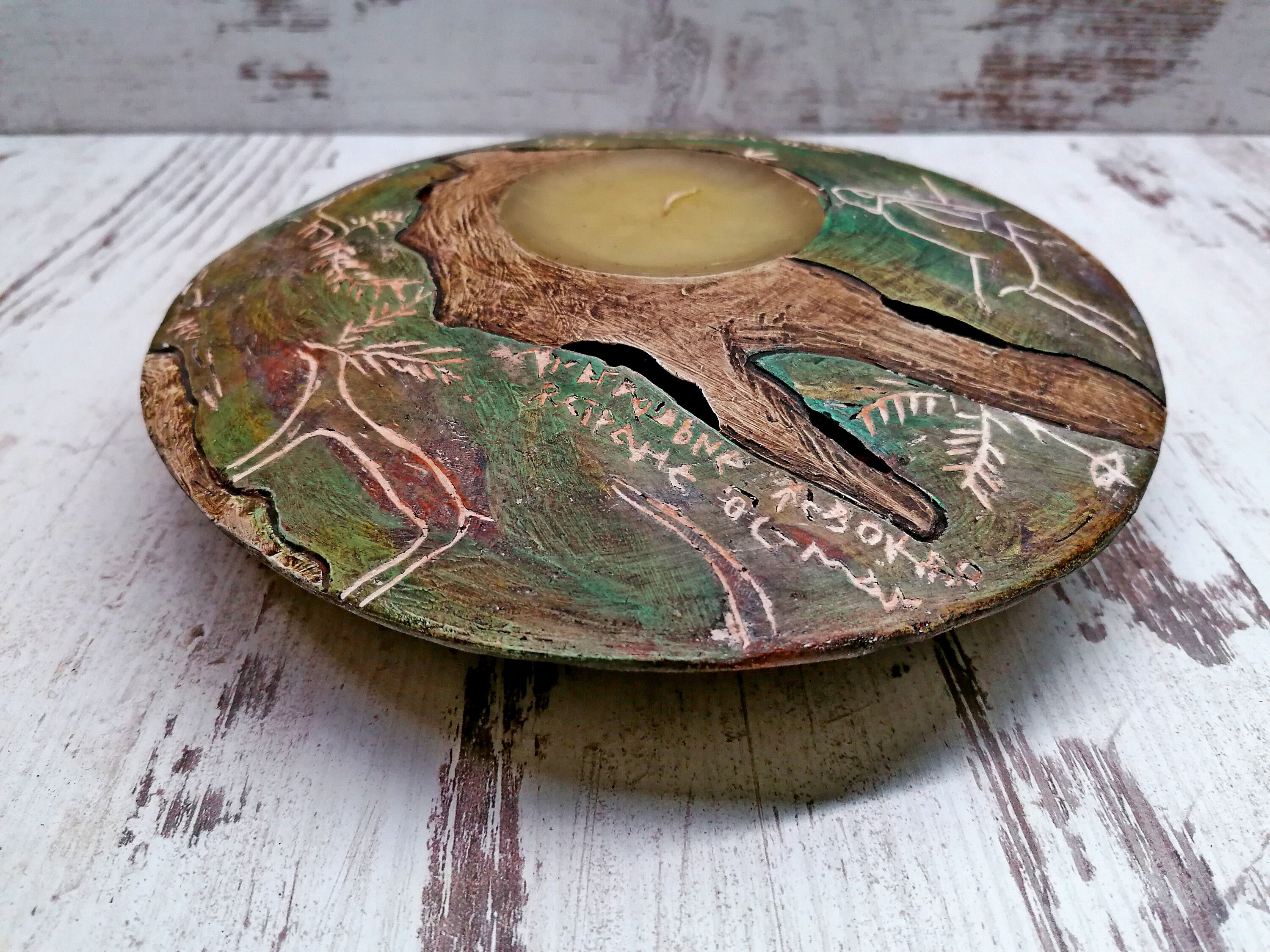 Handmade Ceramic Tealight Holder, Hand Engraved Tea Candle Holder ...