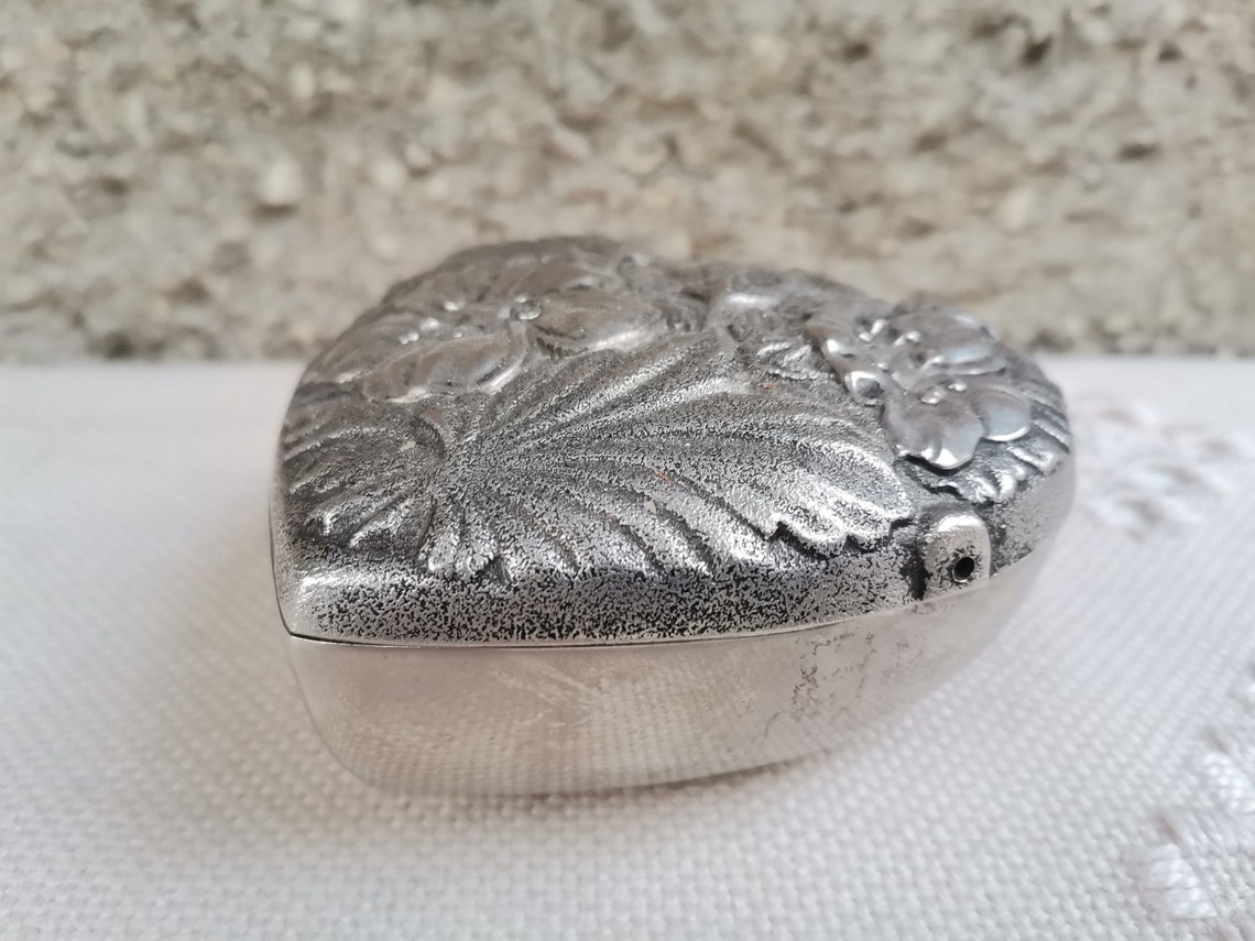 Vintage Heart Jewelry Box Silver Plated Metal Heart Box - Etsy