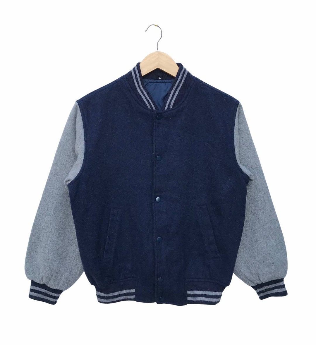 Vintage Plain Varsity Jacket Streetwear Casual University Jacket TTS ...