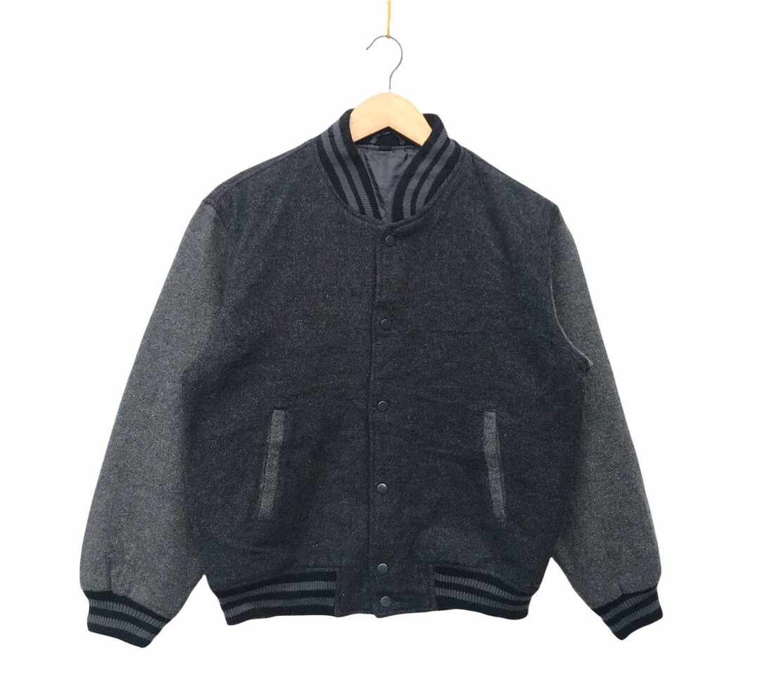 Vintage Plain Varsity Jacket Streetwear Casual University Jacket TTS ...