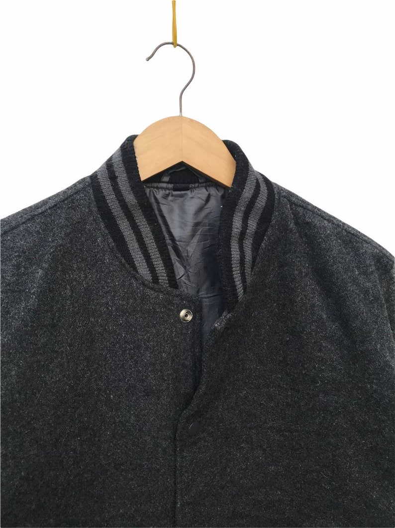 Vintage Plain Varsity Jacket Streetwear Casual University - Etsy