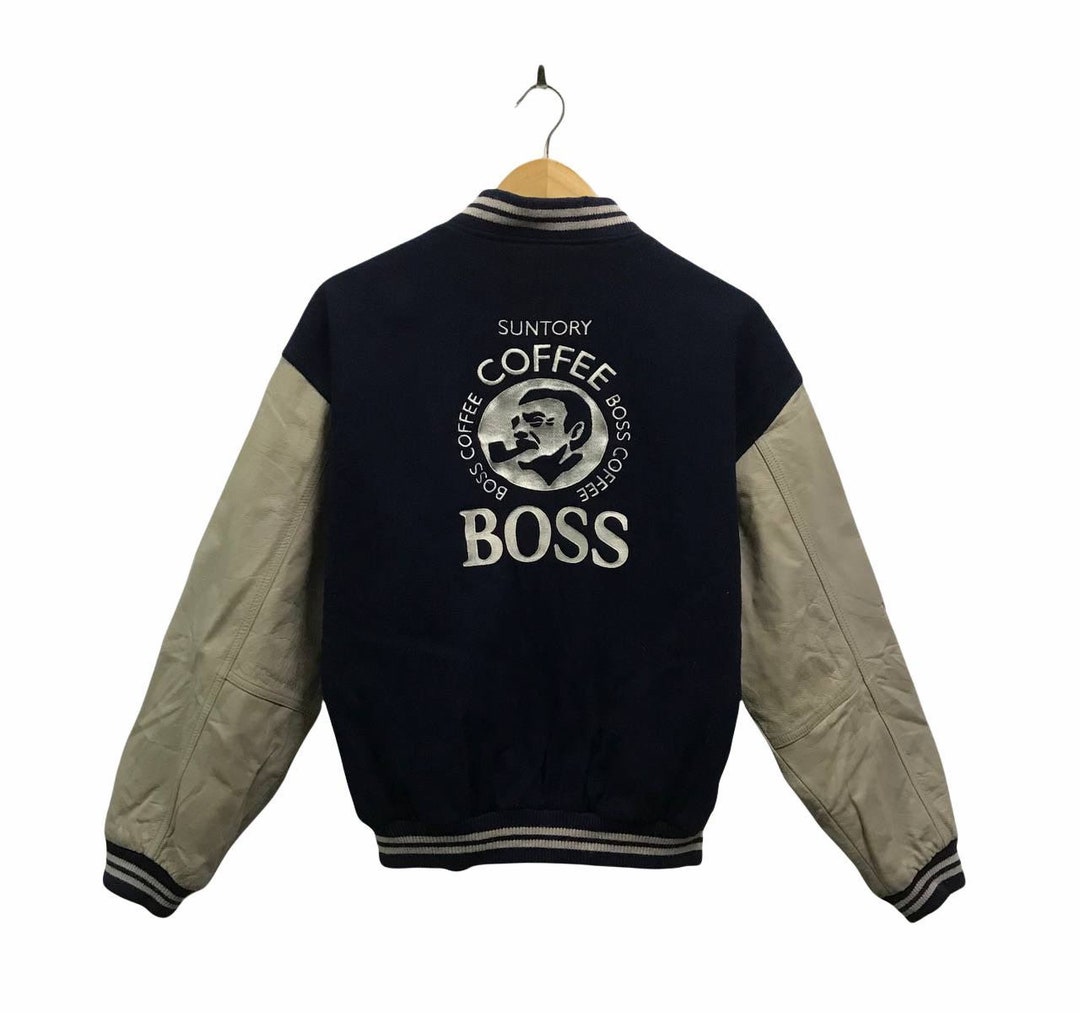 Vintage Suntory Boss Coffee Varsity Jacket Streetwear Hip Hop Spellout ...