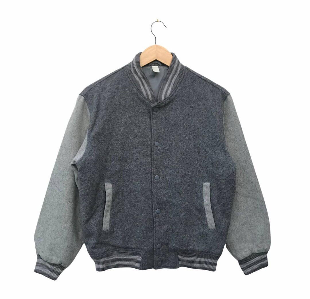 Vintage Plain Varsity Jacket Streetwear Casual University Jacket TTS ...