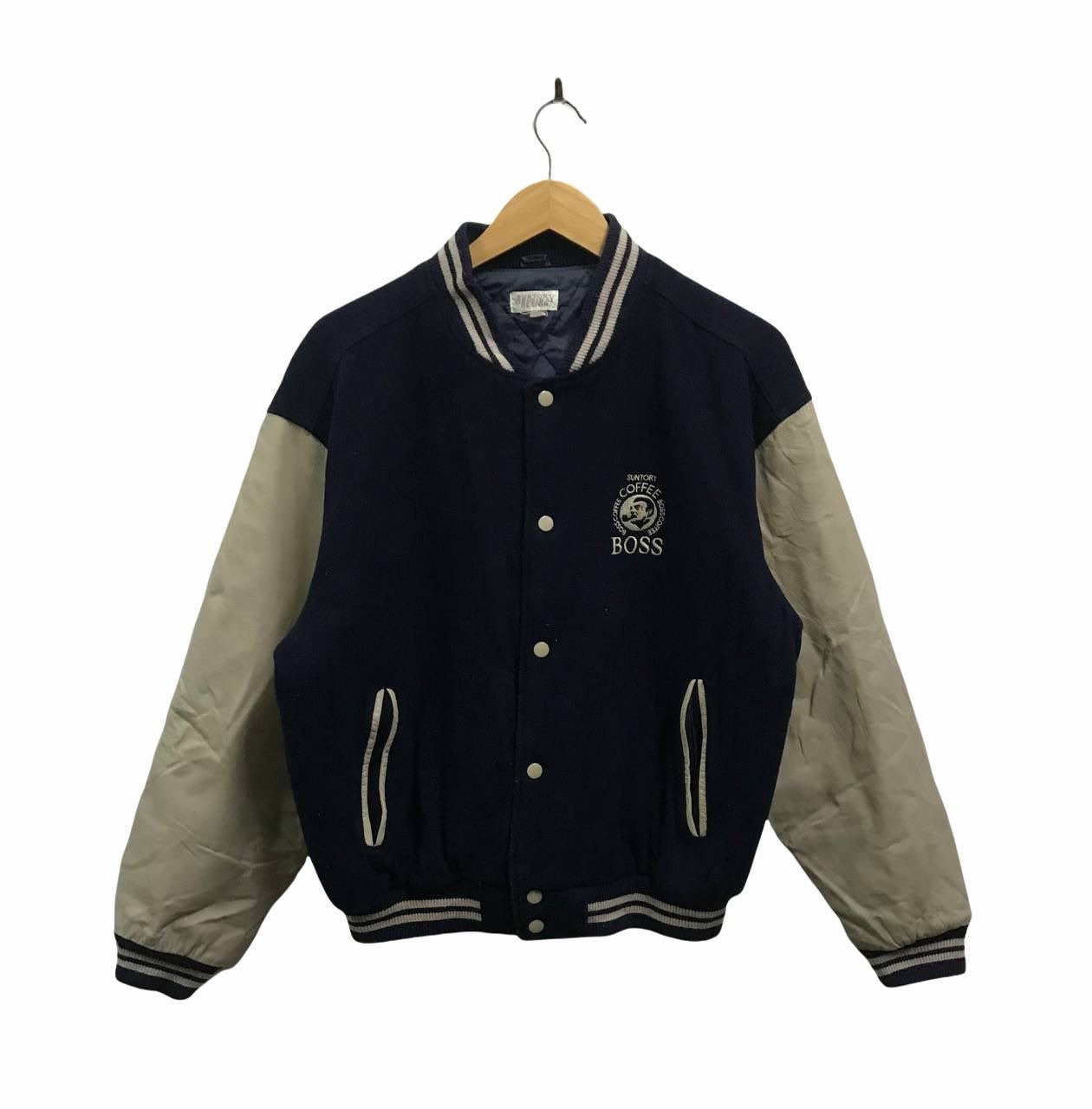 Vintage Suntory Boss Coffee Varsity Jacket Streetwear Hip Hop Spellout ...