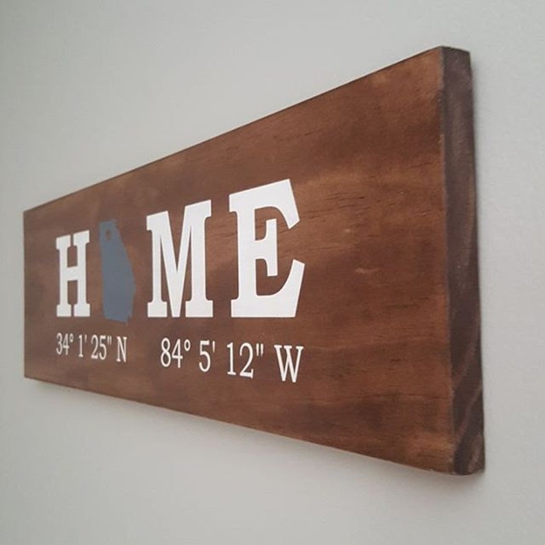 Wooden HOME Coordinates Sign Fully Customized with YOUR | Etsy
