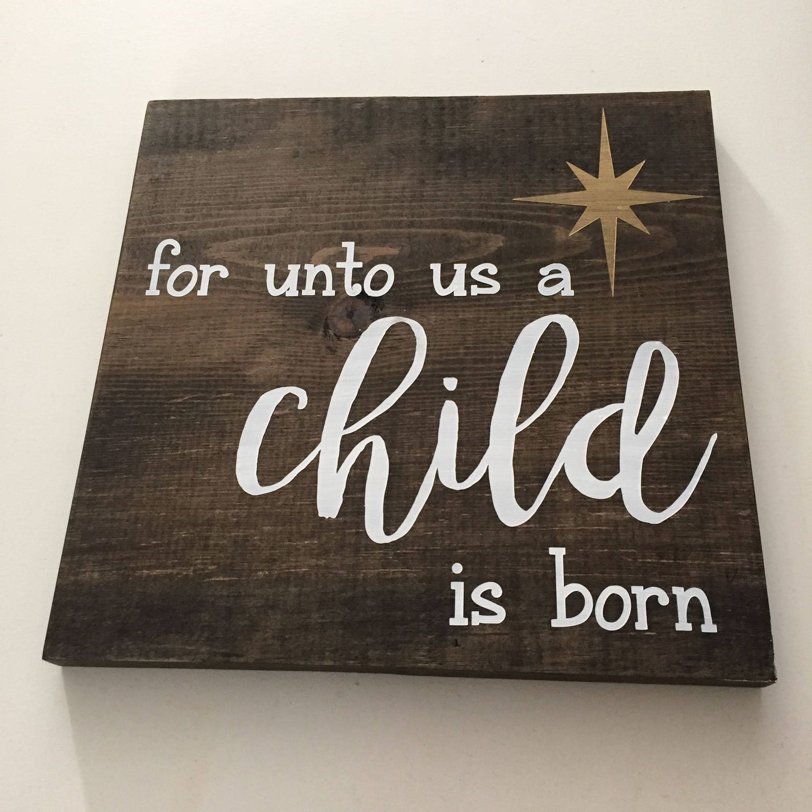 For Unto Us a Child is Born Sign | Handpainted Wooden Christmas Sign ...