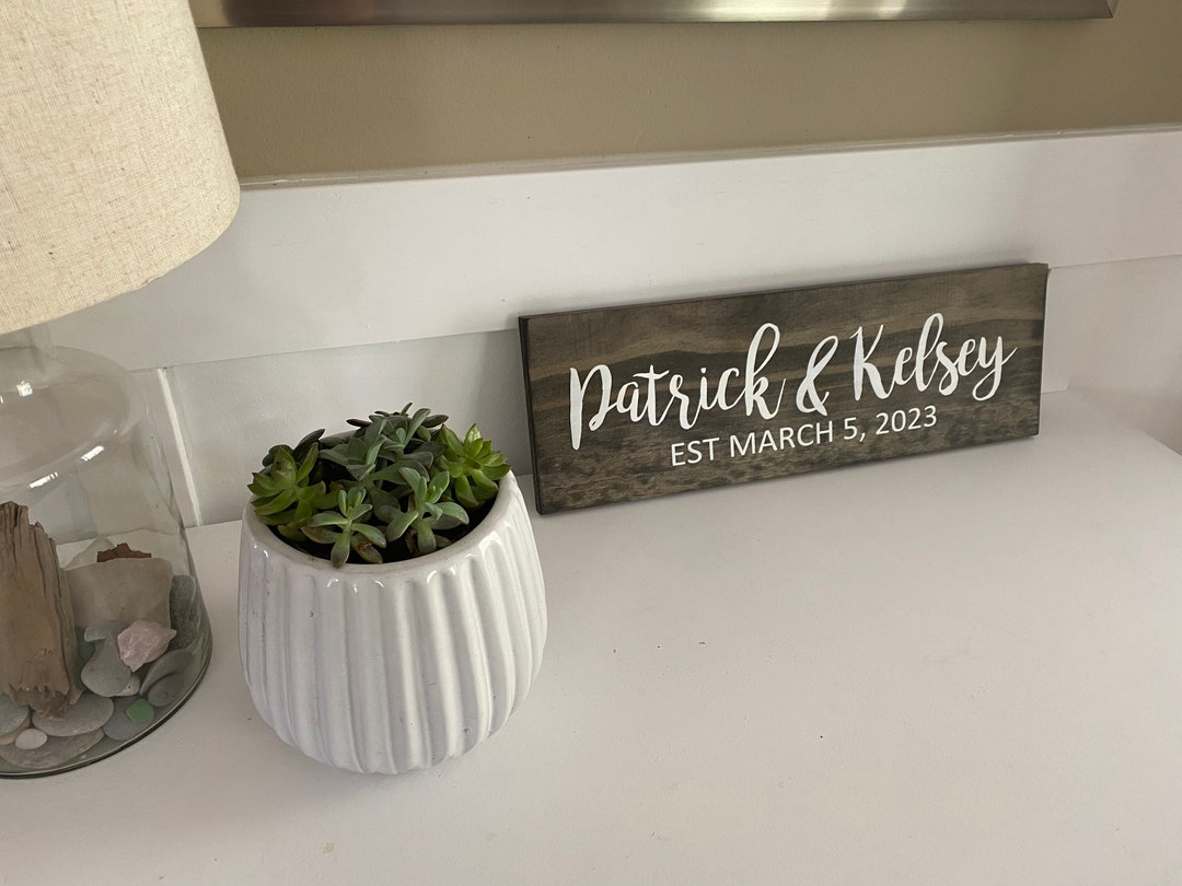 Established Sign-- Featuring Names and Date | Handpainted, Solid Wood ...