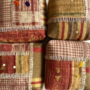 Handmade Square Pincushion-stripes and Plaid Pincushion-large ...