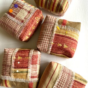 Handmade Square Pincushion-stripes and Plaid Pincushion-large ...