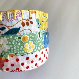 Handmade Small Fabric Basket- Round Cotton Scrappy Basket - Etsy