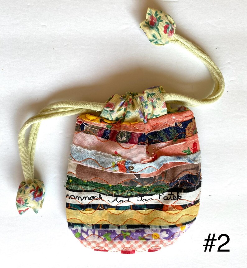 Handmade Scrappy Tiny Drawstring Bag-4”x4”-mini Drawstring Bag-jewelry ...