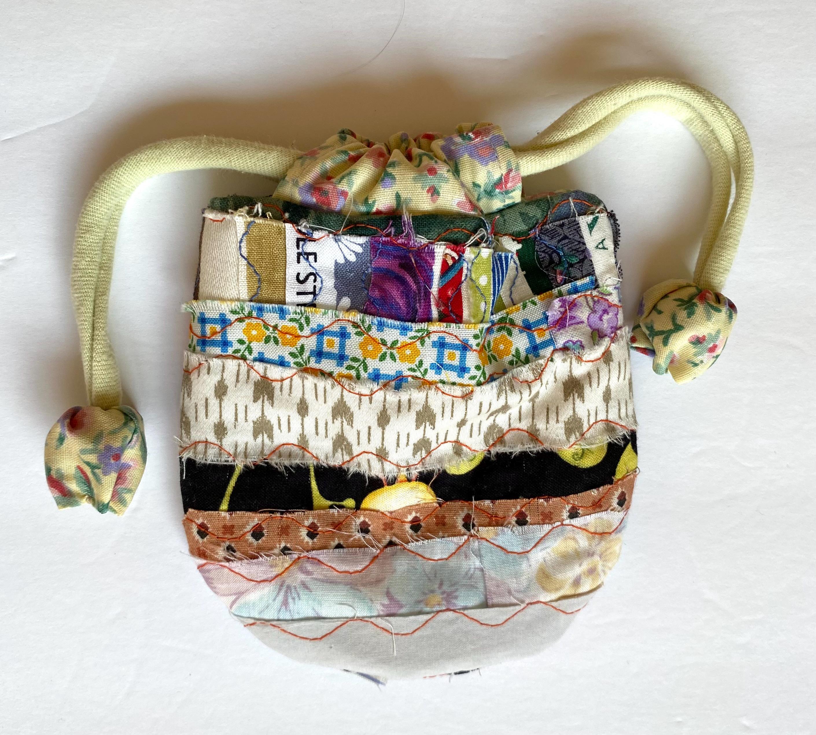 Handmade Scrappy Tiny Drawstring Bag-4”x4”-mini Drawstring Bag-jewelry ...