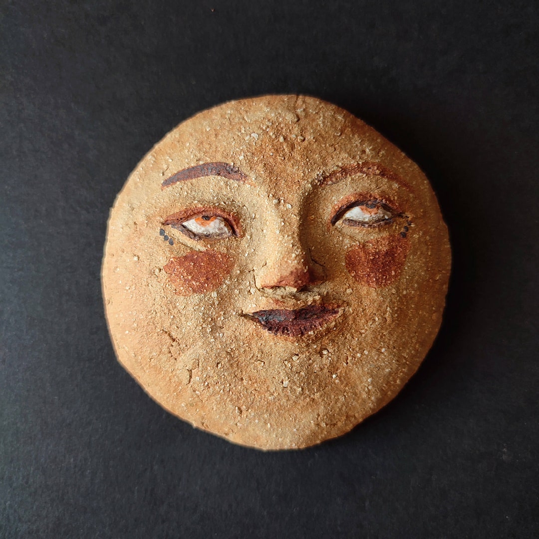 Ceramic Moon With Cute Face, Wall Decoration, Gift for Friend, Lunar ...