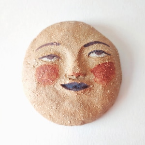 Ceramic Moon With Cute Face, Wall Decoration, Gift for Friend, Lunar ...