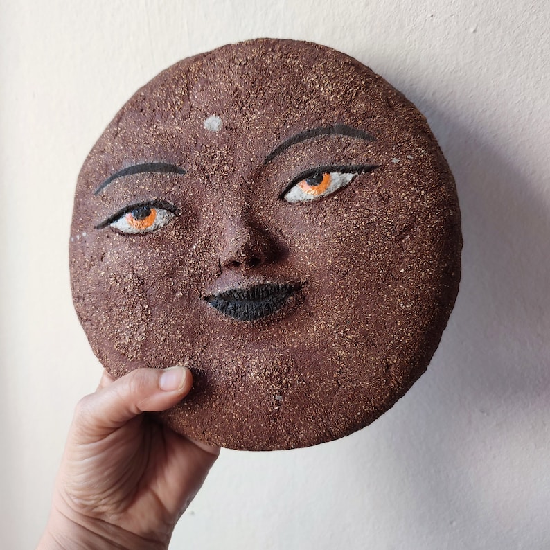 Big Ceramic Moon Face Lunar Wall Decor Ceramic Wall Art - Etsy