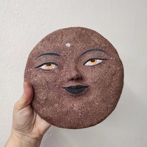 Big Ceramic Moon Face, Lunar Wall Decor, Ceramic Wall Art, Handmade Big ...
