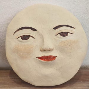 Big Ceramic Moon Face, Lunar Wall Decor, Ceramic Wall Art, Handmade Big ...