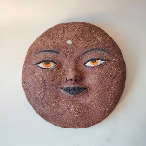 Big Ceramic Moon Face, Lunar Wall Decor, Ceramic Wall Art, Handmade Big ...