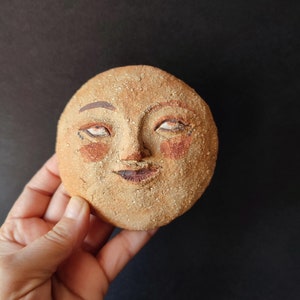 Ceramic Moon With Cute Face, Wall Decoration, Gift for Friend, Lunar ...