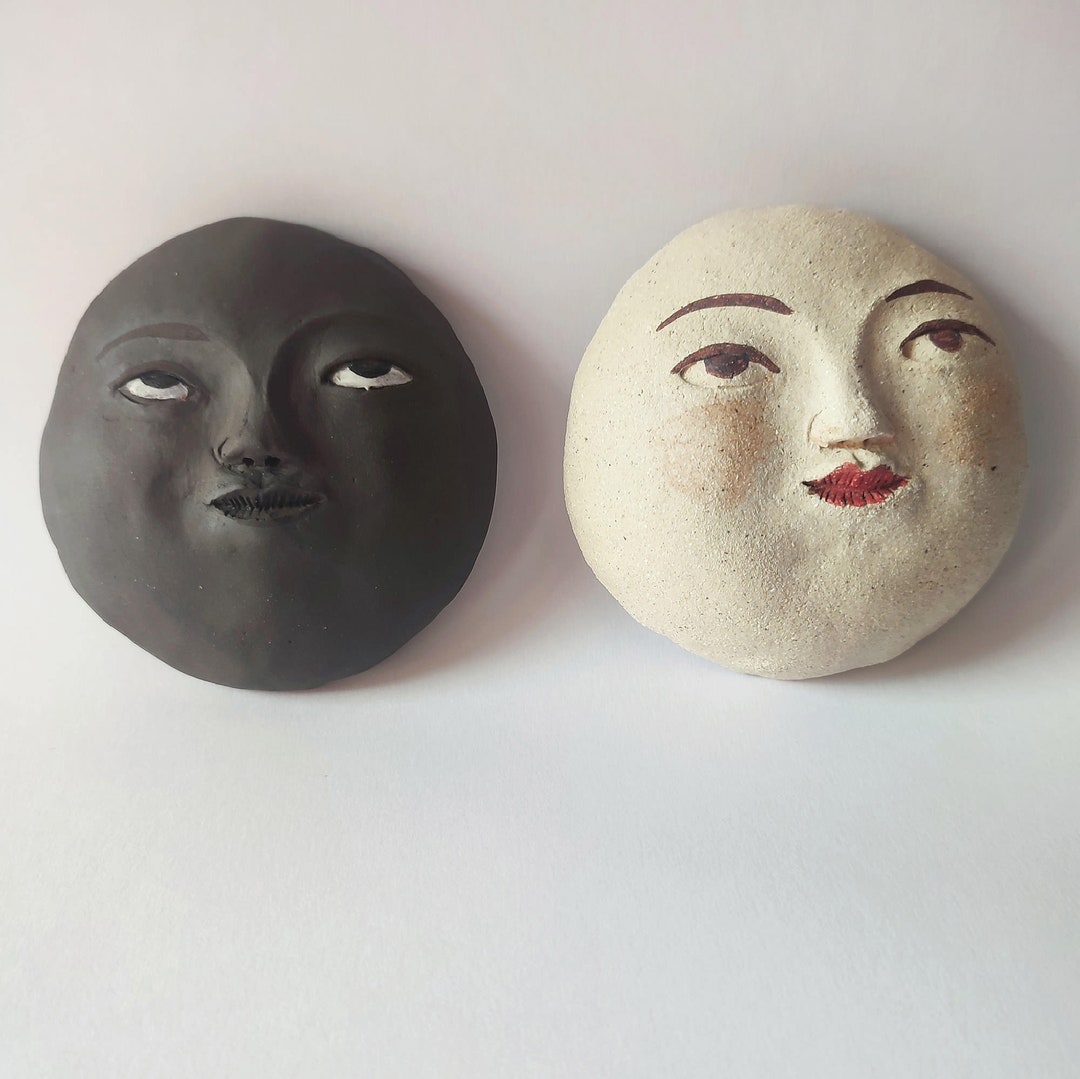 Ceramic Moon Wall Decor Set: Yin Yang Full & New Moons - Etsy