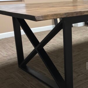 Industrial "x" Metal Base Farmhouse Table - Etsy