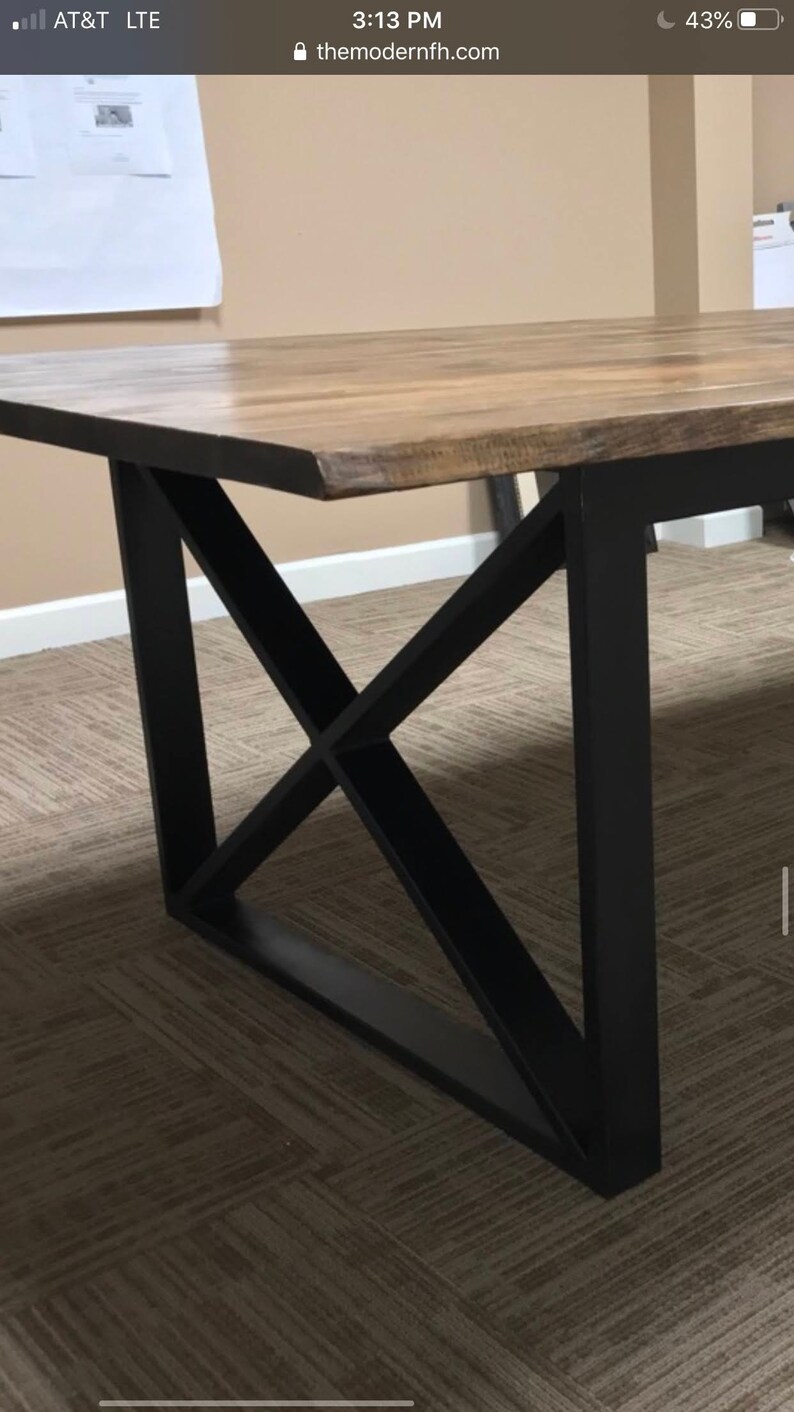 Industrial "x" Metal Base Farmhouse Table - Etsy