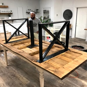 Industrial "x" Metal Base Farmhouse Table - Etsy