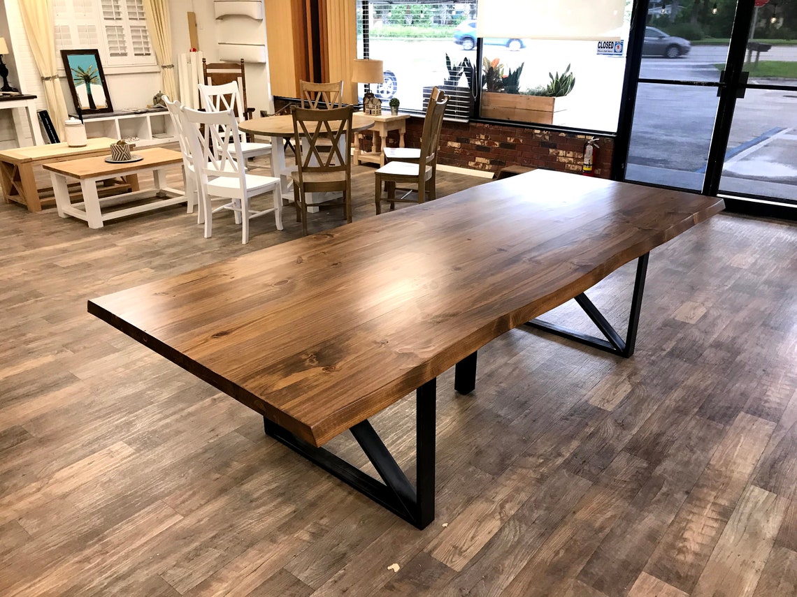 Industrial "x" Metal Base Farmhouse Table - Etsy