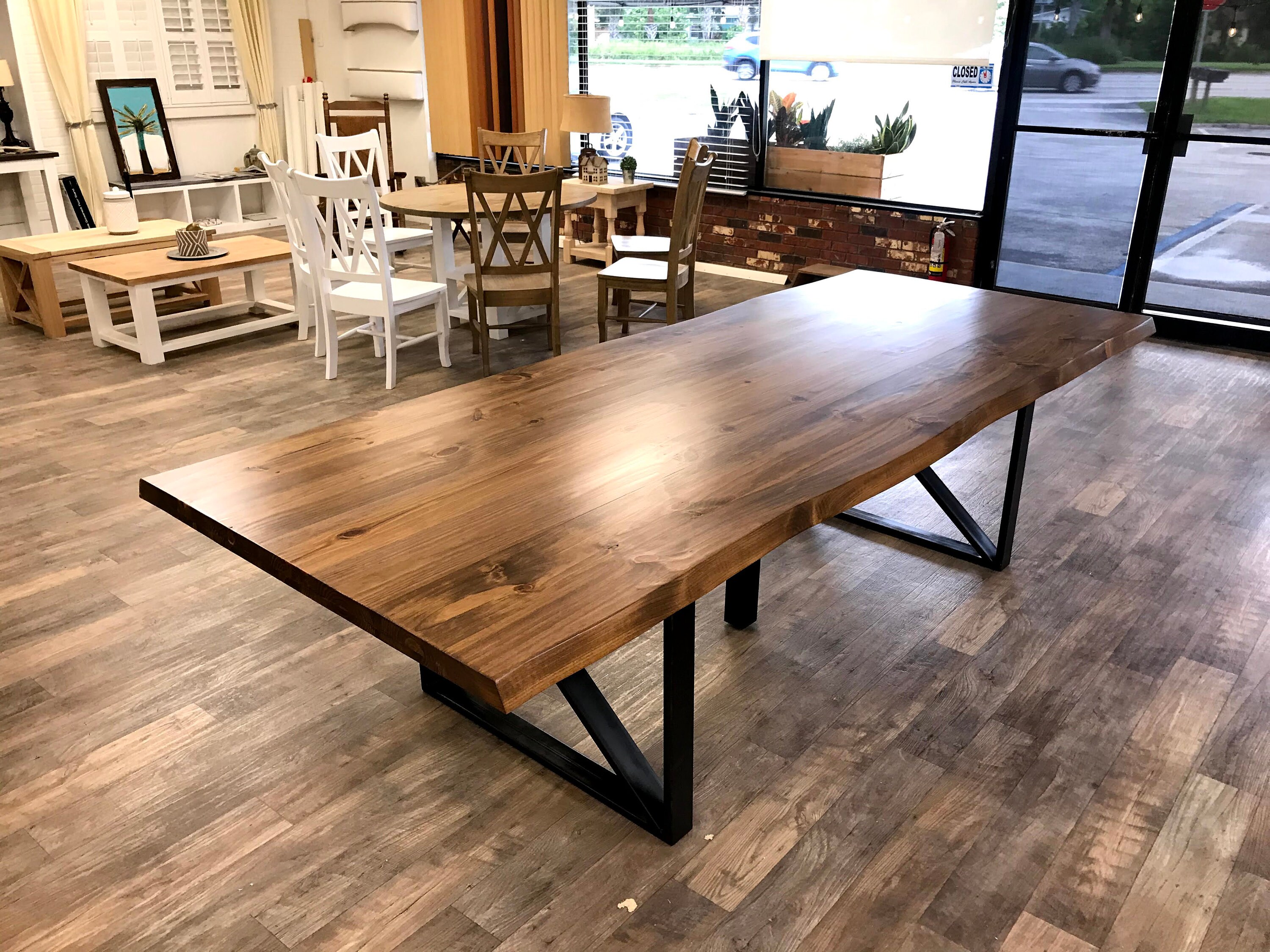 Industrial "x" Metal Base Farmhouse Table - Etsy