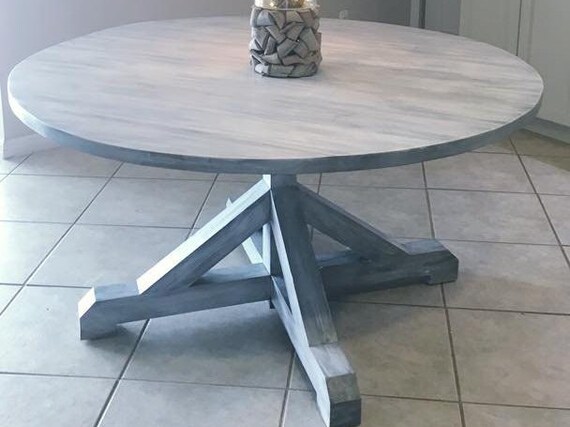 Round Table Trestle/single Round Farmhouse Table/ Custom Round - Etsy