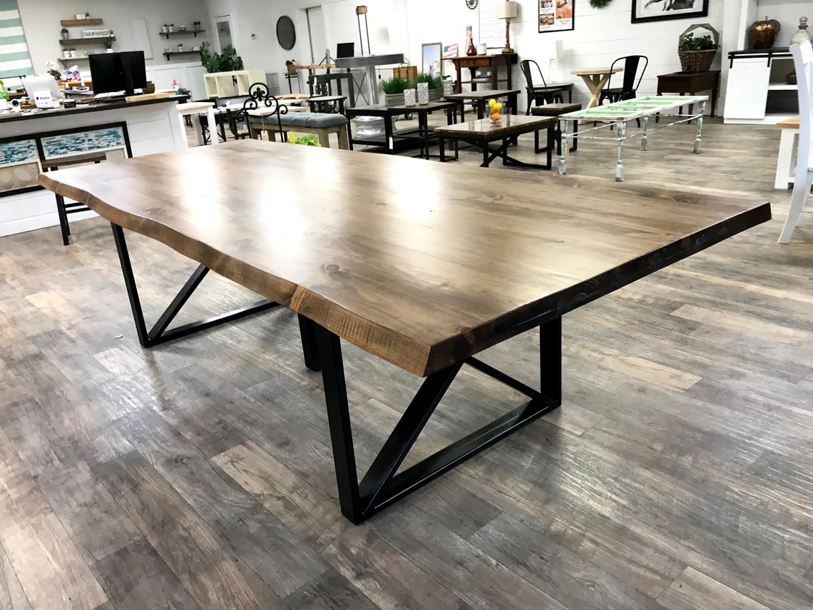 Industrial "x" Metal Base Farmhouse Table - Etsy